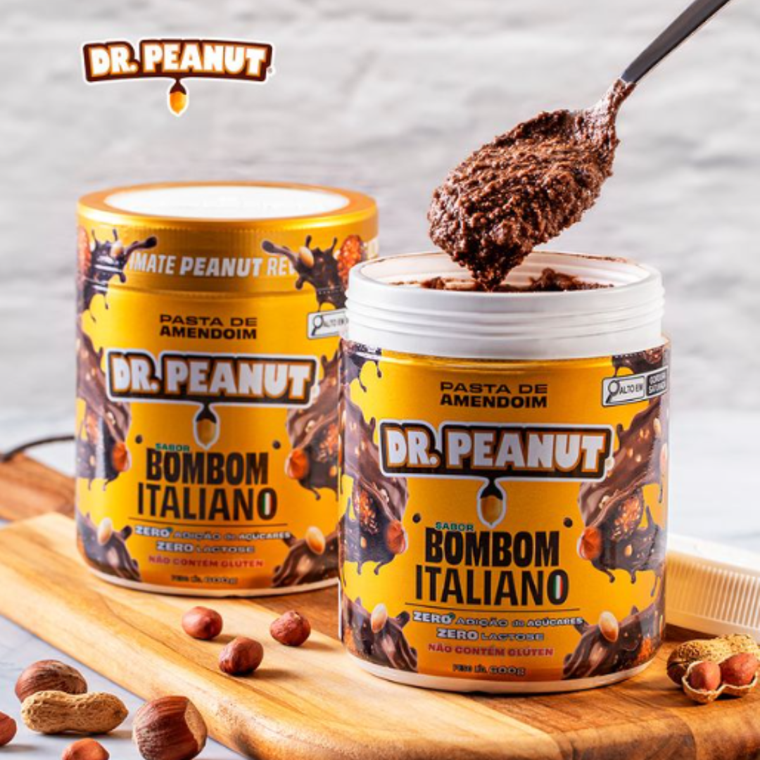 Pasta de Amendoim sabor Bombom Italiano com Whey Protein (600g) Dr. Peanut - Atletic Suplementos
