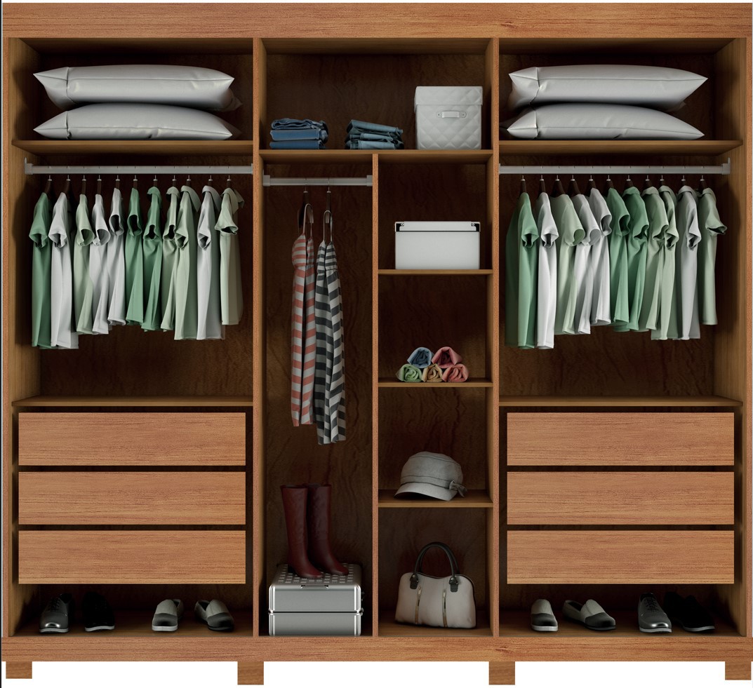 ROUPEIRO GENOVA PLUS - 6 PORTAS - 2,70 DE LARGURA - C/ PÉS - NATURE C ...