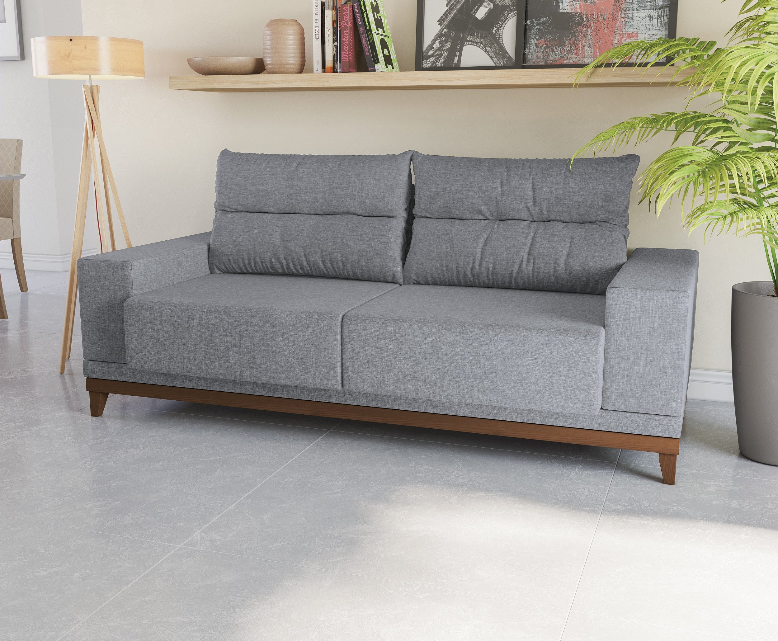 SOFA COSMO - 1,88 DE LARGURA - LINHO CINZA - Casa Guido - Especialista em Móveis