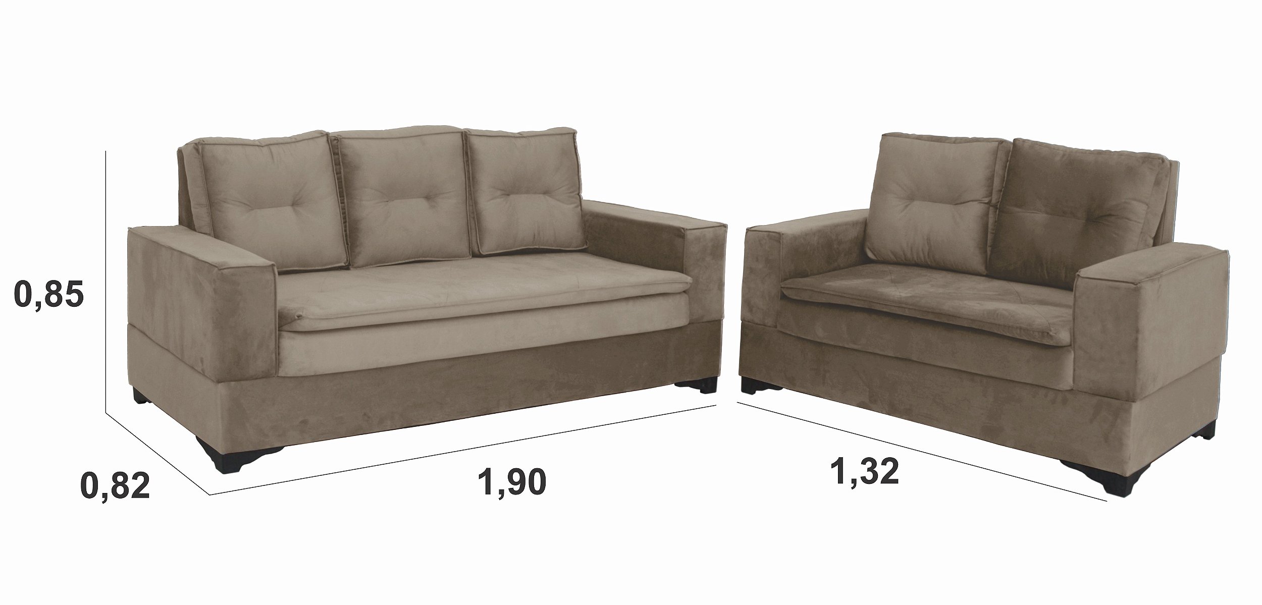 CONJUNTO ESTOFADO VALENCIA - 2 E 3 LUGARES - VELUDO CASTOR - Casa Guido - Especialista em Móveis