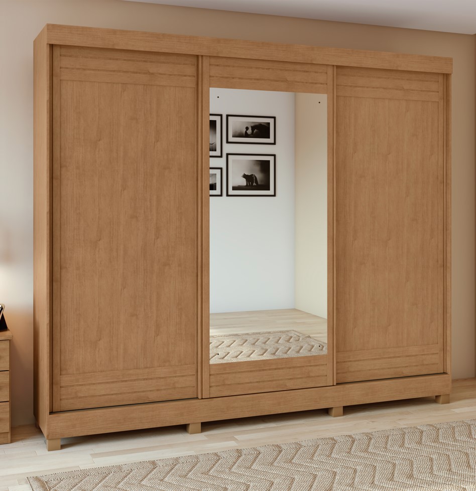 ROUPEIRO NICE - 3 PORTAS - COM ESPELHOS - COM PÉS - - Casa Guido - Especialista em Móveis