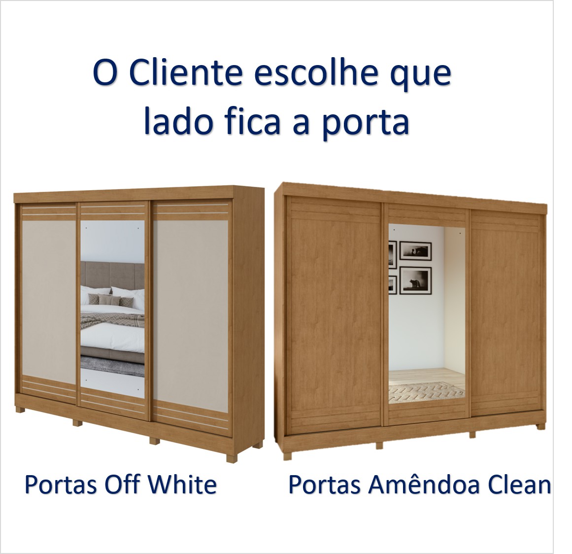 ROUPEIRO NICE - 3 PORTAS - COM ESPELHOS - COM PÉS - - Casa Guido - Especialista em Móveis