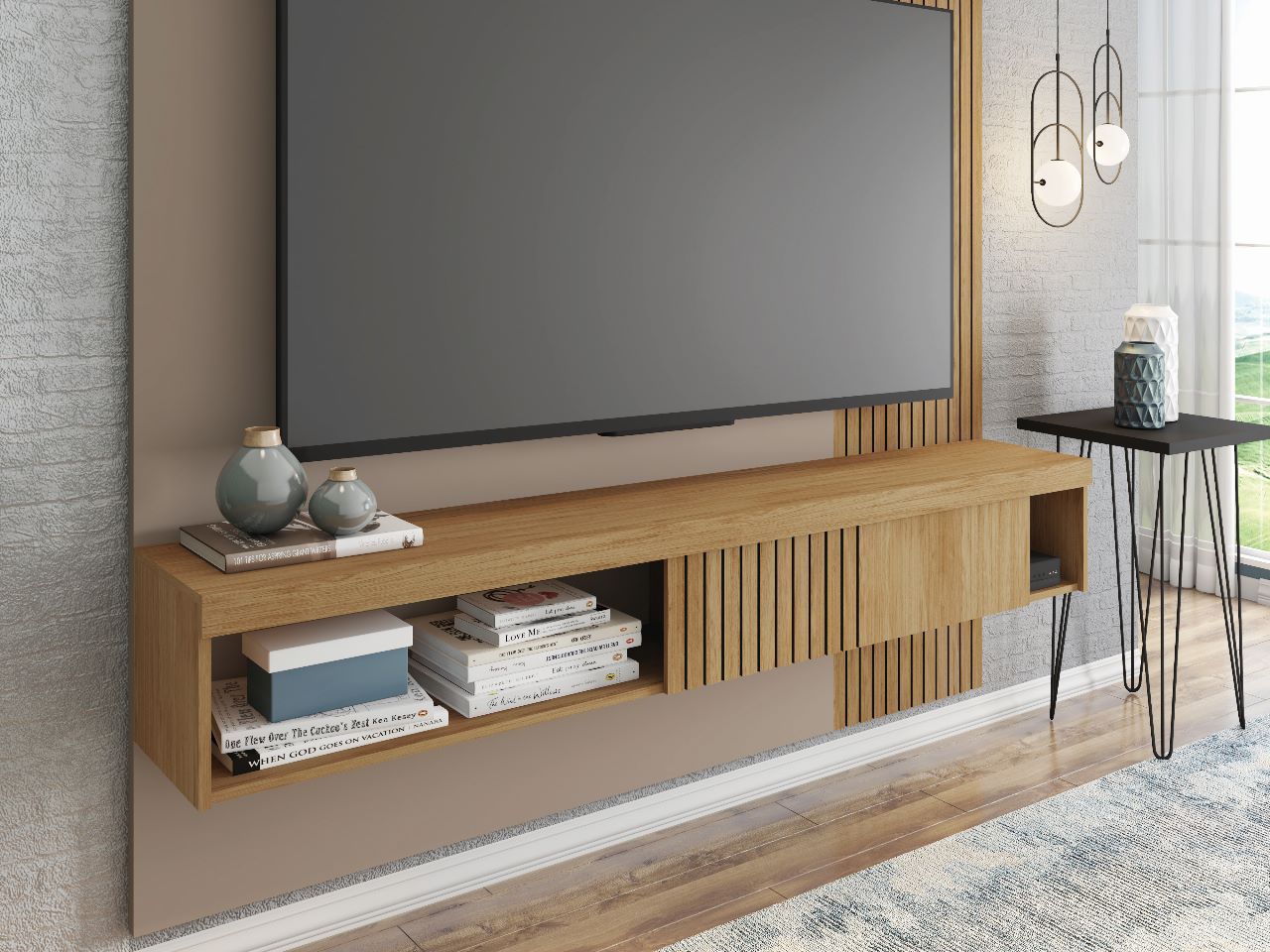 PAINEL JADE 1P 1,80MT - BURITI/FENDI - Casa Guido - Especialista em Móveis