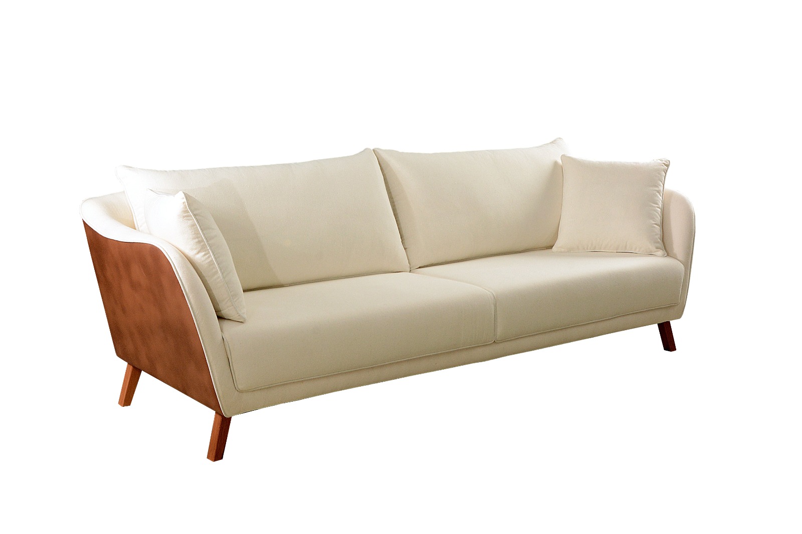 SOFA 3L DOHA 2.22MT TECIDO K138/K88 CREME MARROM - LINHO CREME - Casa ...