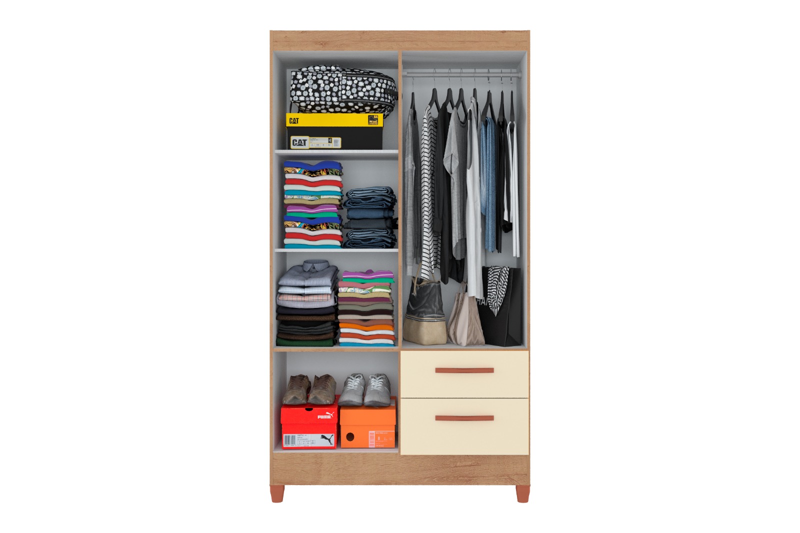 ROUPEIRO 4P FORTALEZA 99CM COM ESPELHO COM PES - CANELA/OFF WHITE - Casa Guido - Especialista em ...