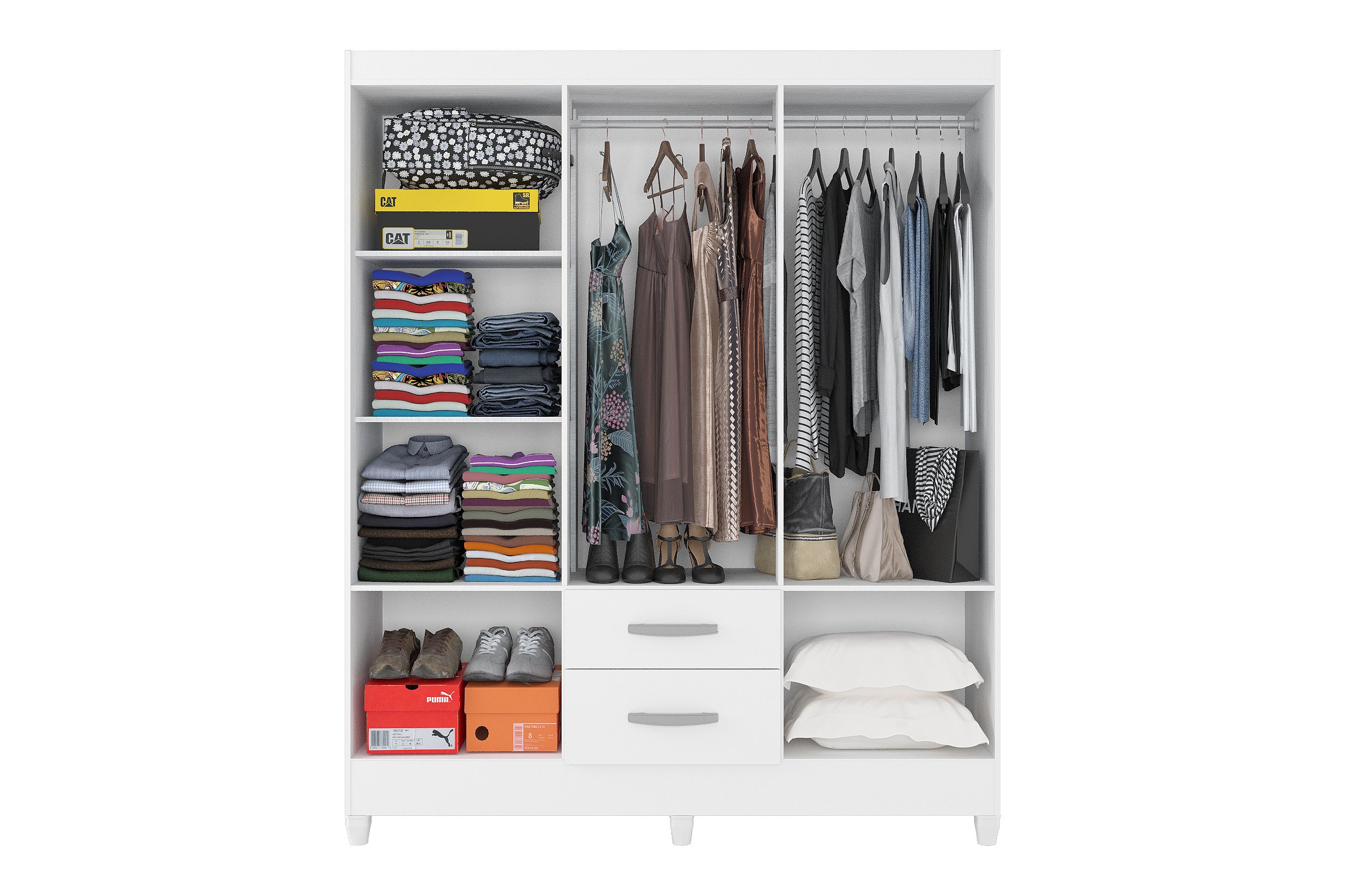 ROUPEIRO 6P FORTALEZA 1,48MT COM ESPELHO COM PES - BRANCO - Casa Guido - Especialista em Móveis