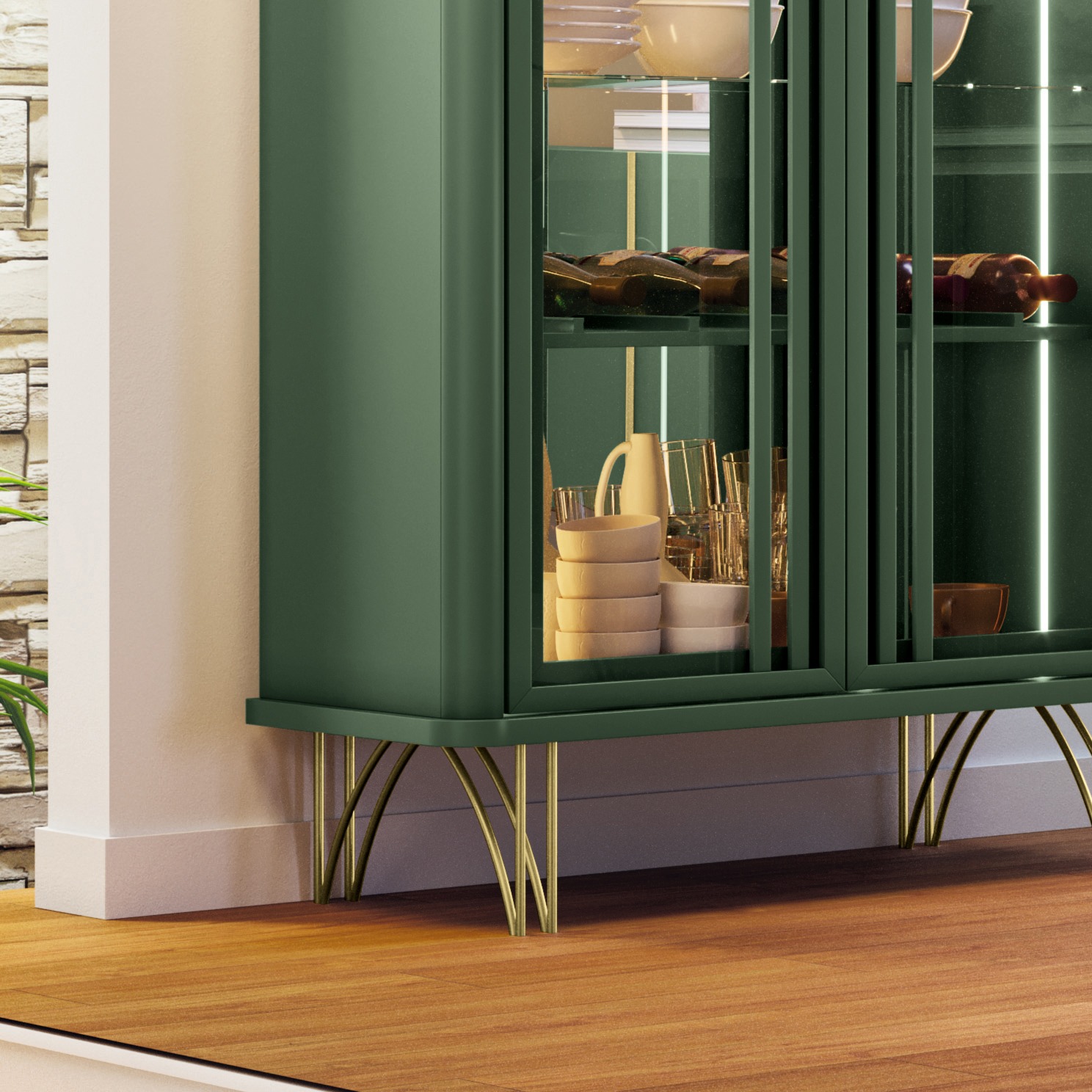 CRISTALEIRA EVORA 2P (90X180X42) C/LED ./VERDE PISTACHE - Guido ...