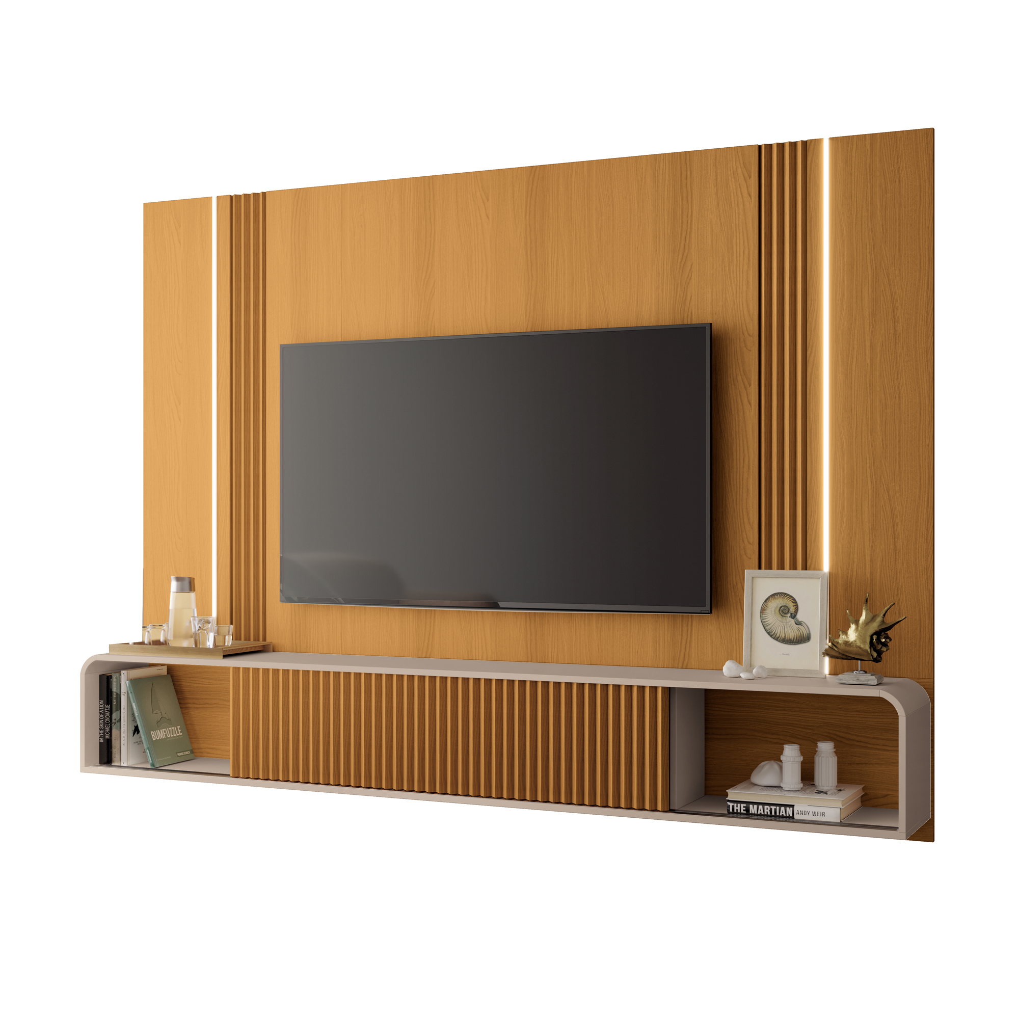 HOME EMPIRE 2.2 SUSPENSO 2P 2,19MT C/LED ./CINAMOMO/OFF - Casa Guido - Especialista em Móveis