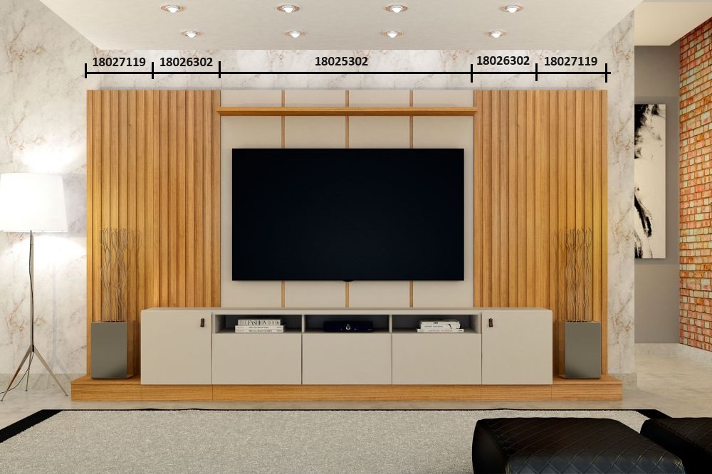 MODULO PAINEL HOME VALDEMOVEIS MONACO 42X1,92 ./CINAMOMO - Casa Guido - Especialista em Móveis