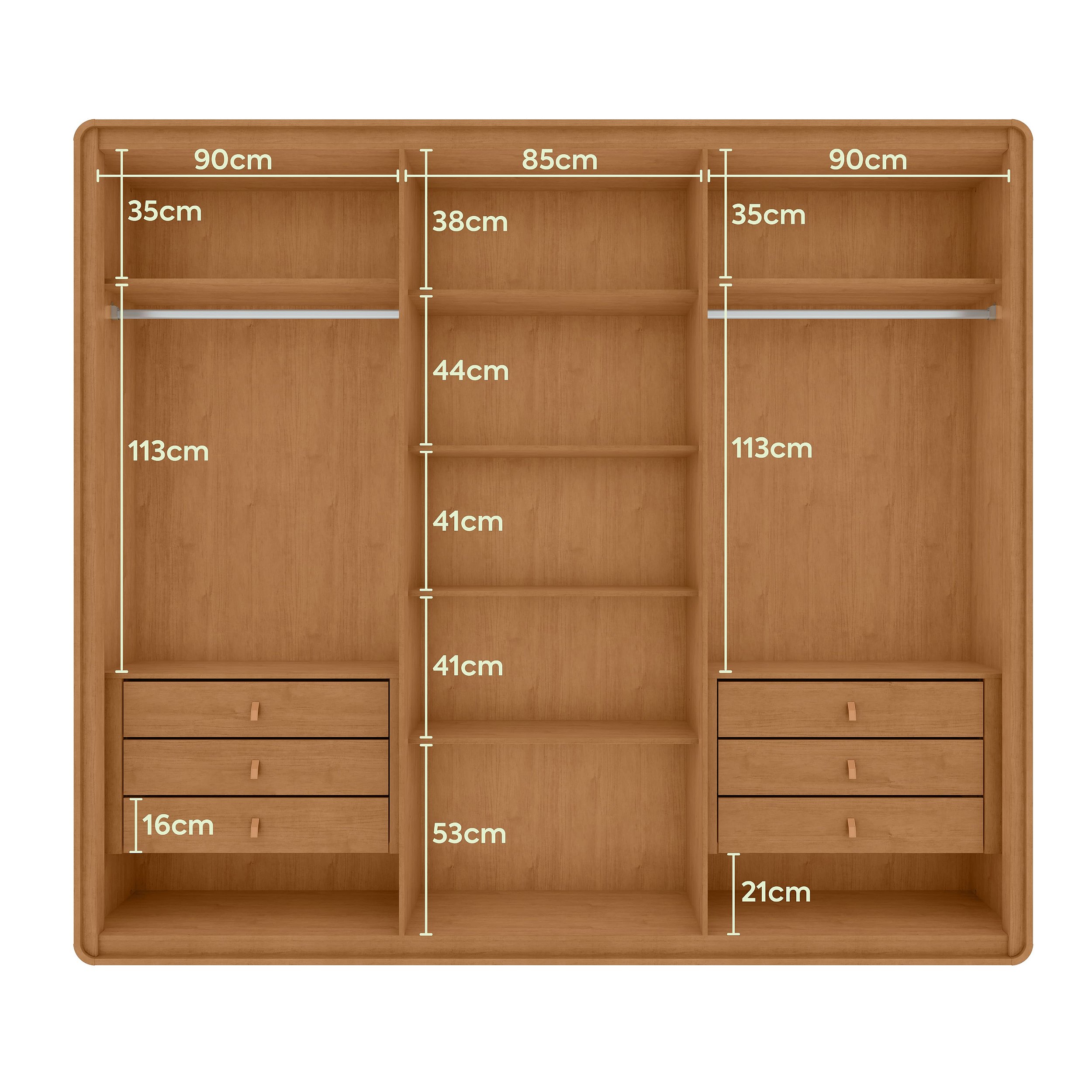 ROUPEIRO 6P LOPAS LOOP 2,70MT S/ESP S/PES ./AMENDOA CLE/OFF - Casa Guido - Especialista em Móveis