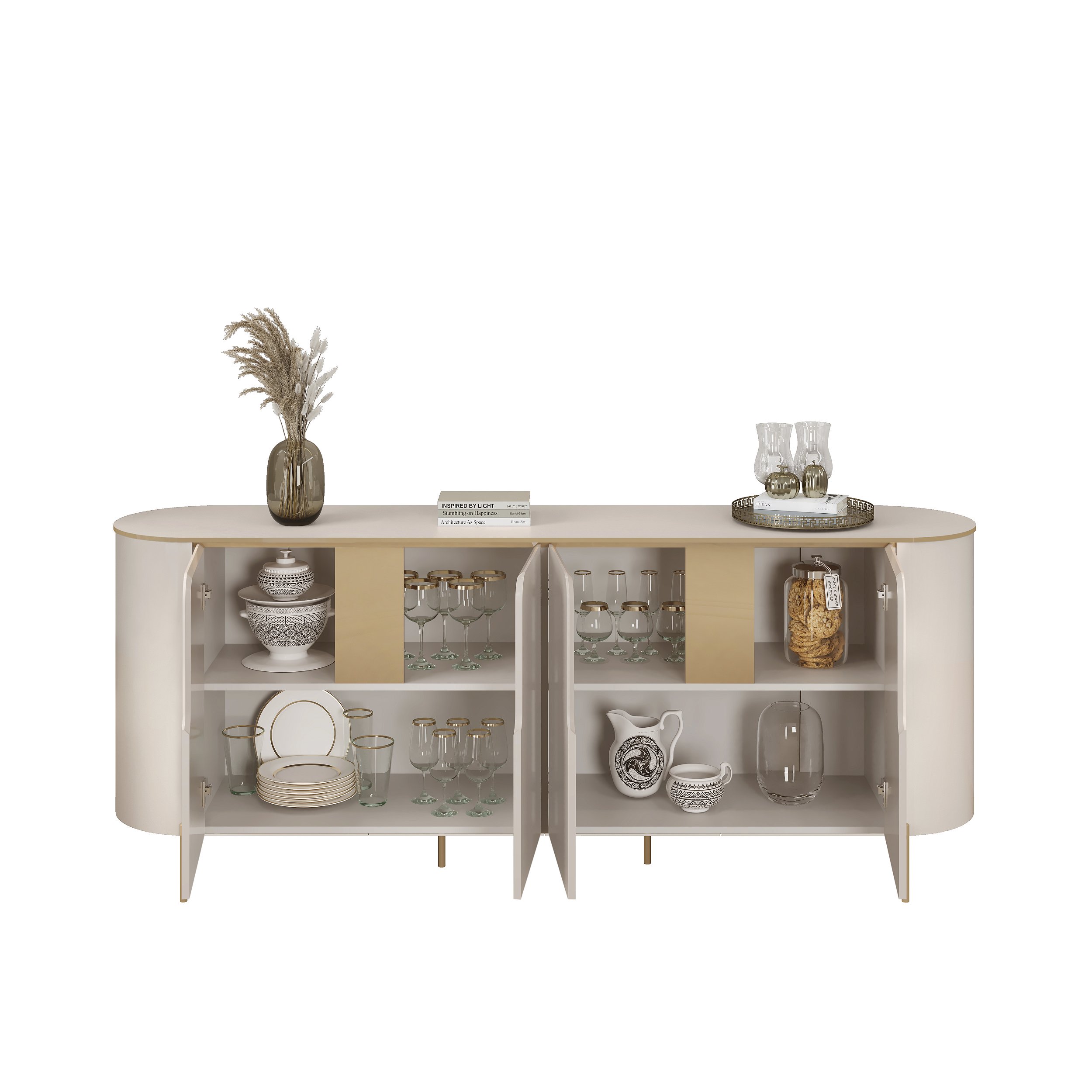 BUFFET DJ CLEO 4P 1,96MT ./OFF-WHITE - Casa Guido - Especialista em Móveis