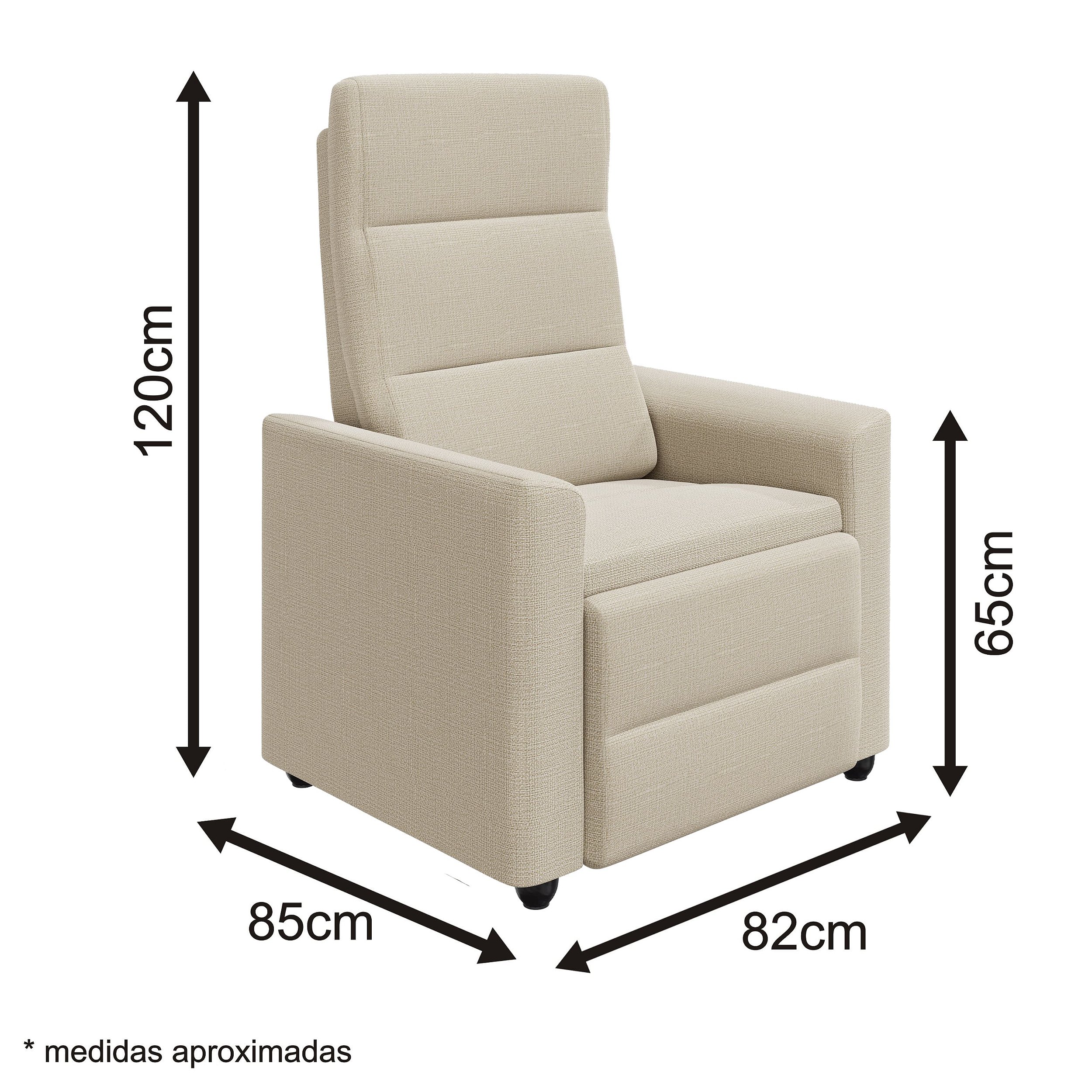 POLTRONA RECLINAVEL DELARE ELIZA TC 6135 LINHO ./BEGE NV - Casa Guido ...