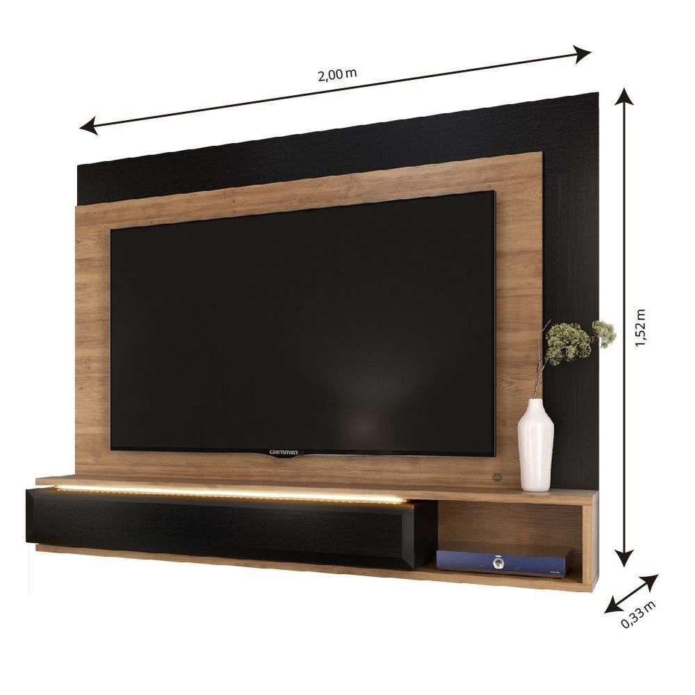 PAINEL ESSENZA (PARA TVS ATÉ 72' POLEGADAS) C/LED BURITI ./PRETO TX ...