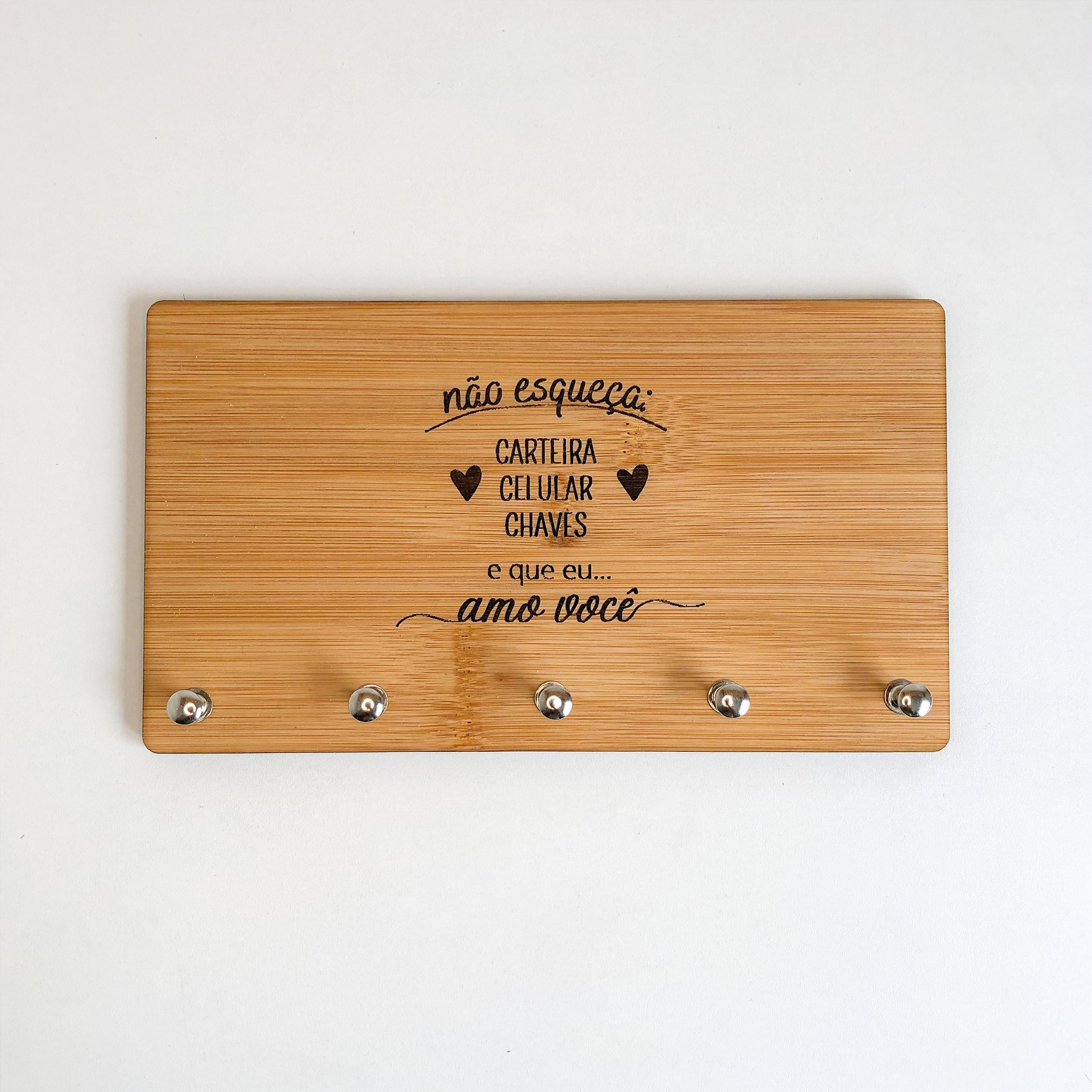 Porta Chaves Decorativo de Parede em Bambu Personalizado - HOME GIFTS