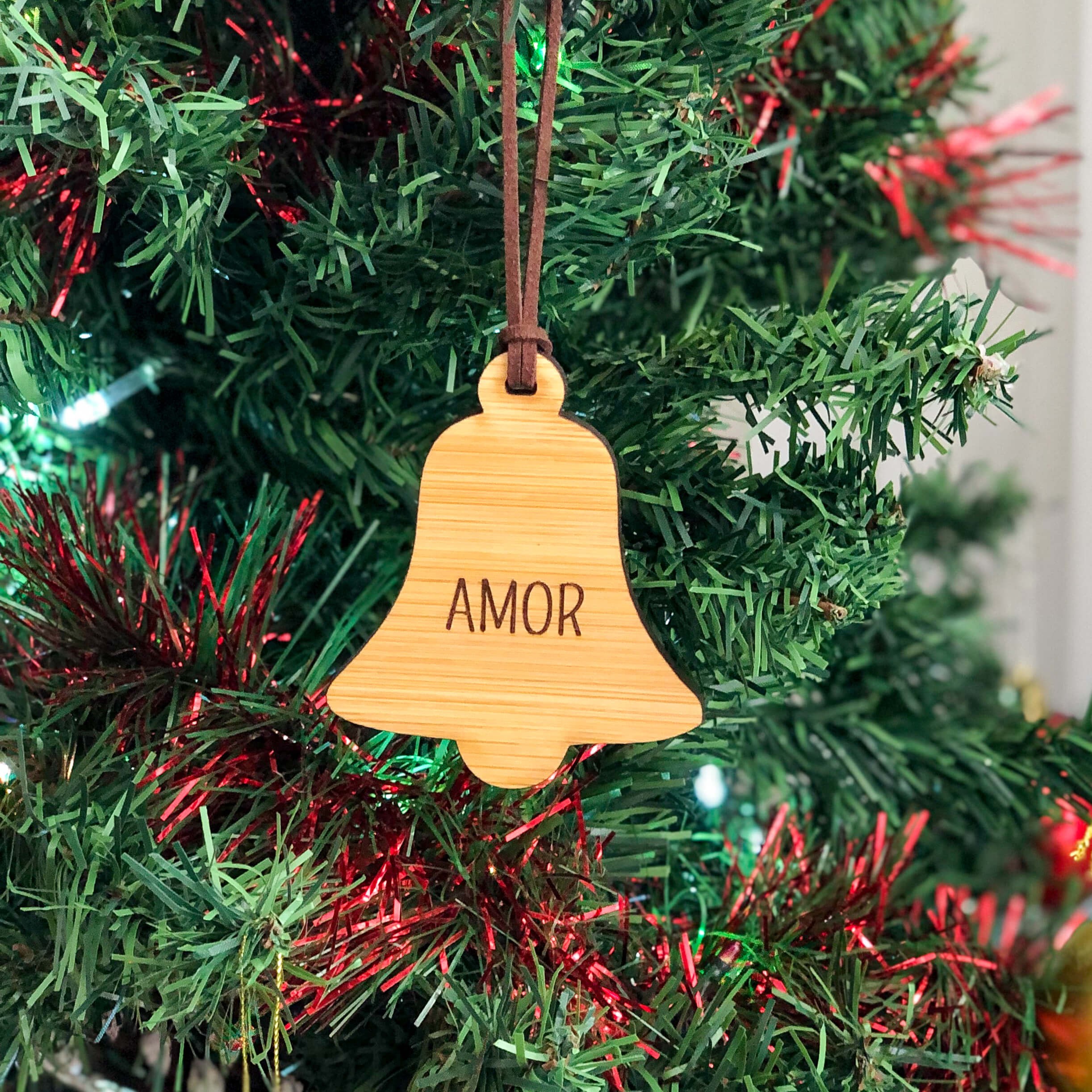 Kit 6 Enfeites para Árvore de Natal Personalizados em Bambu - HOME GIFTS