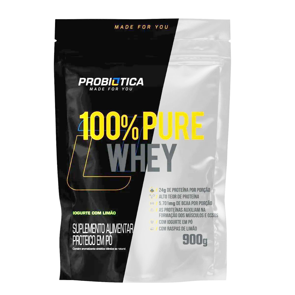Whey Protein Concentrado Probiótica 100% Pure Whey 900g Refil - Natunutra