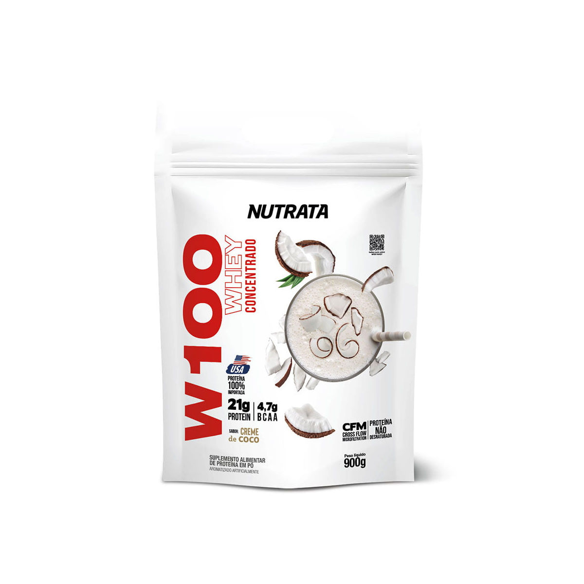Whey Protein Concentrado Nutrata W100 Whey Refil 900g - Natunutra