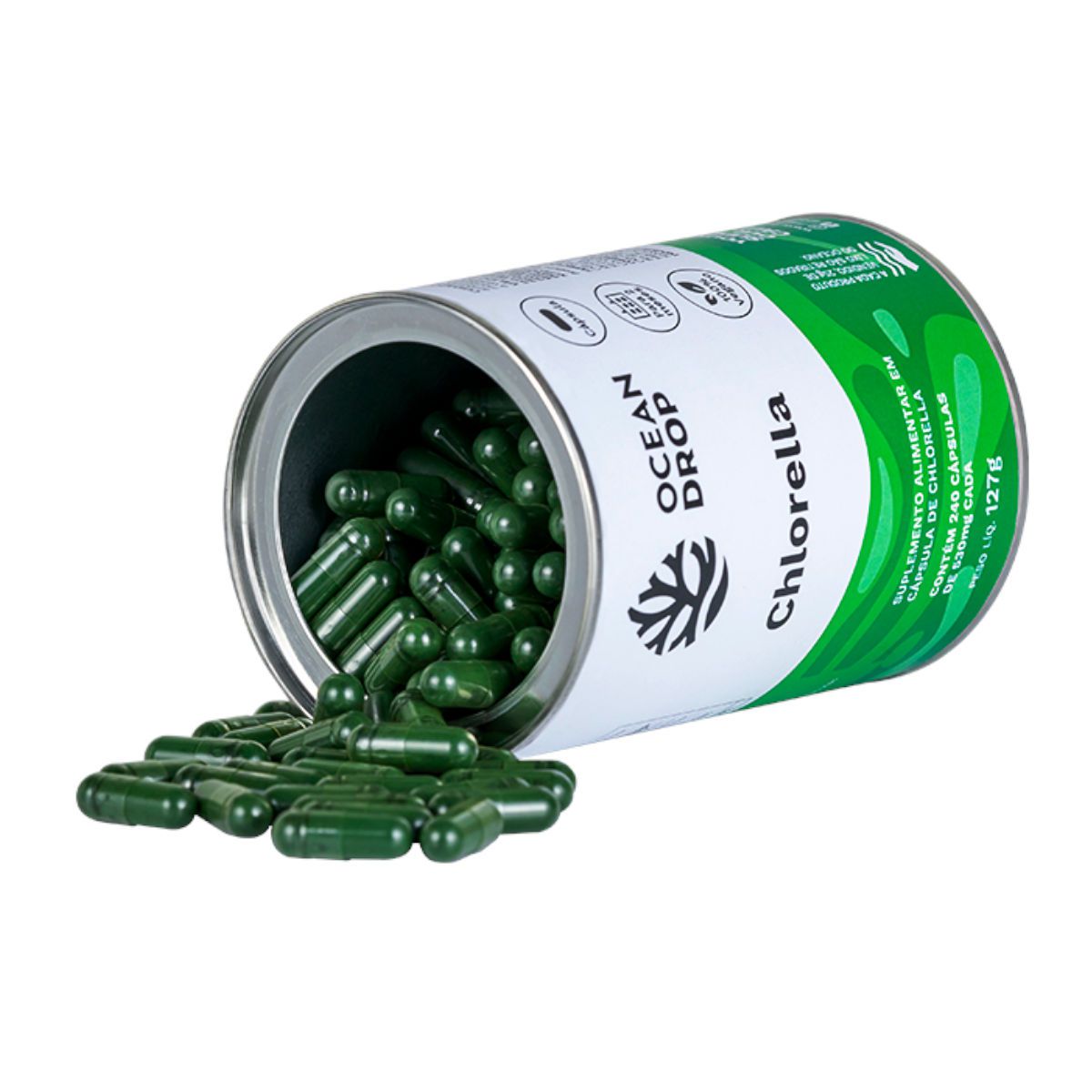 Chlorella 240 Cápsulas 530mg Ocean Drop - Natunutra