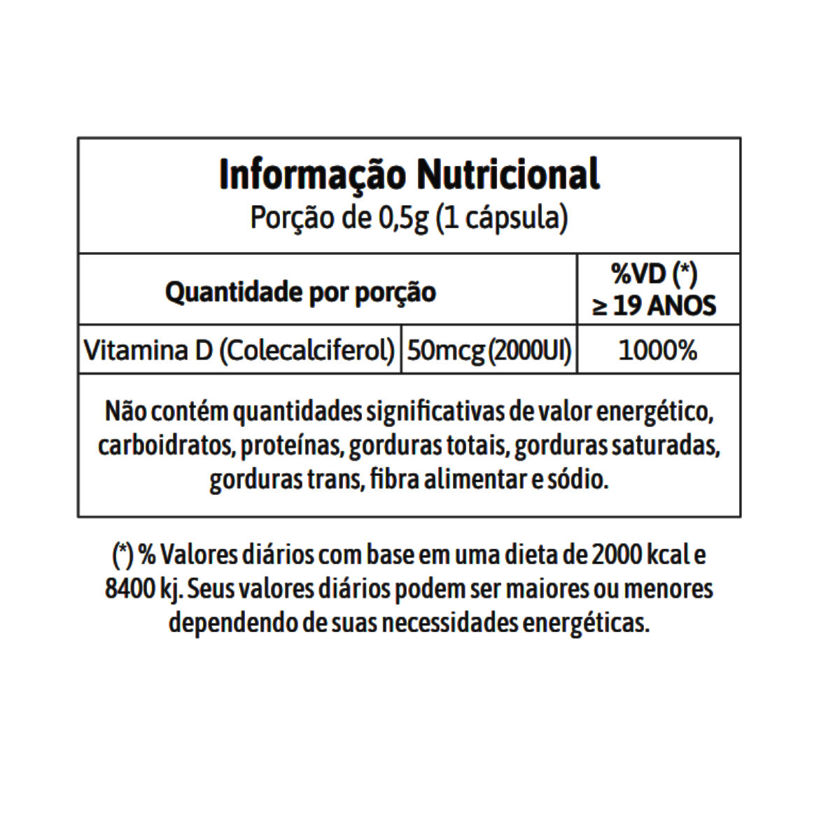 Vitamina D3 60 Capsulas 2000ui Herbamed - Natunutra