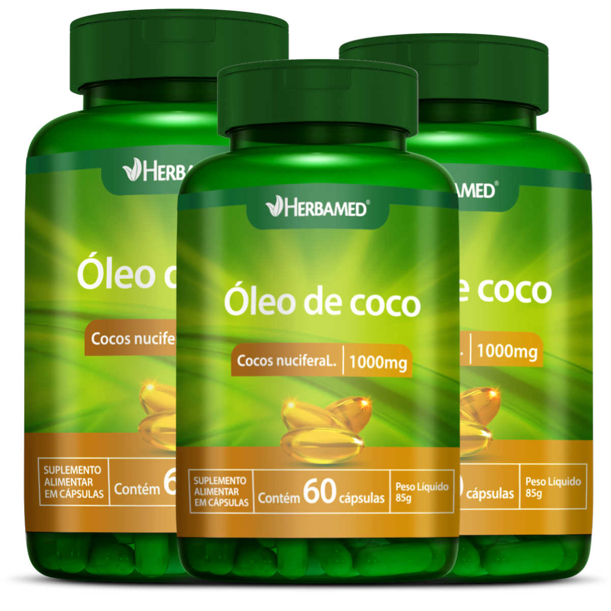 Óleo De Coco 1000mg 60 Cápsulas Herbamed - Natunutra