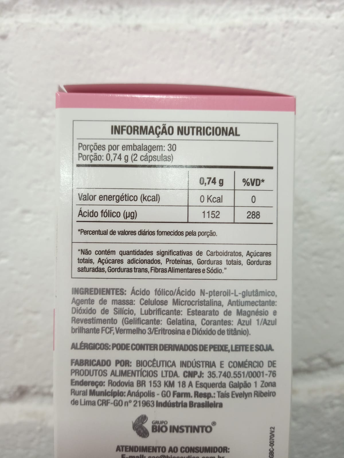 Ácido Fólico 60 Cápsuls Biocêutica - Natunutra