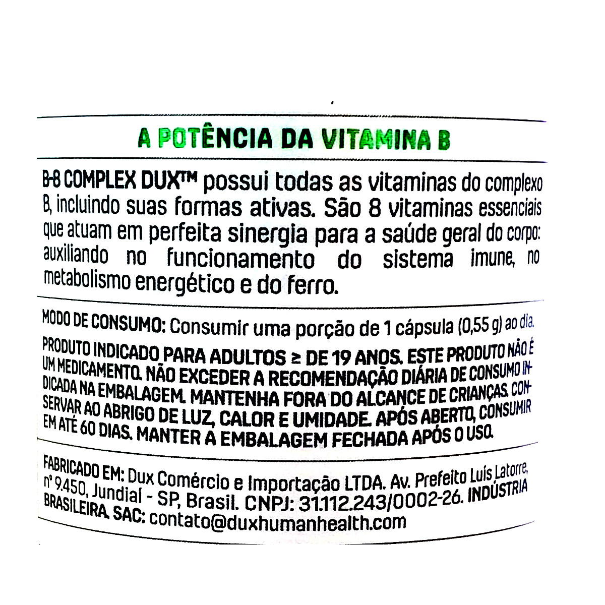 Complexo B 30 Cápsulas Dux - Natunutra