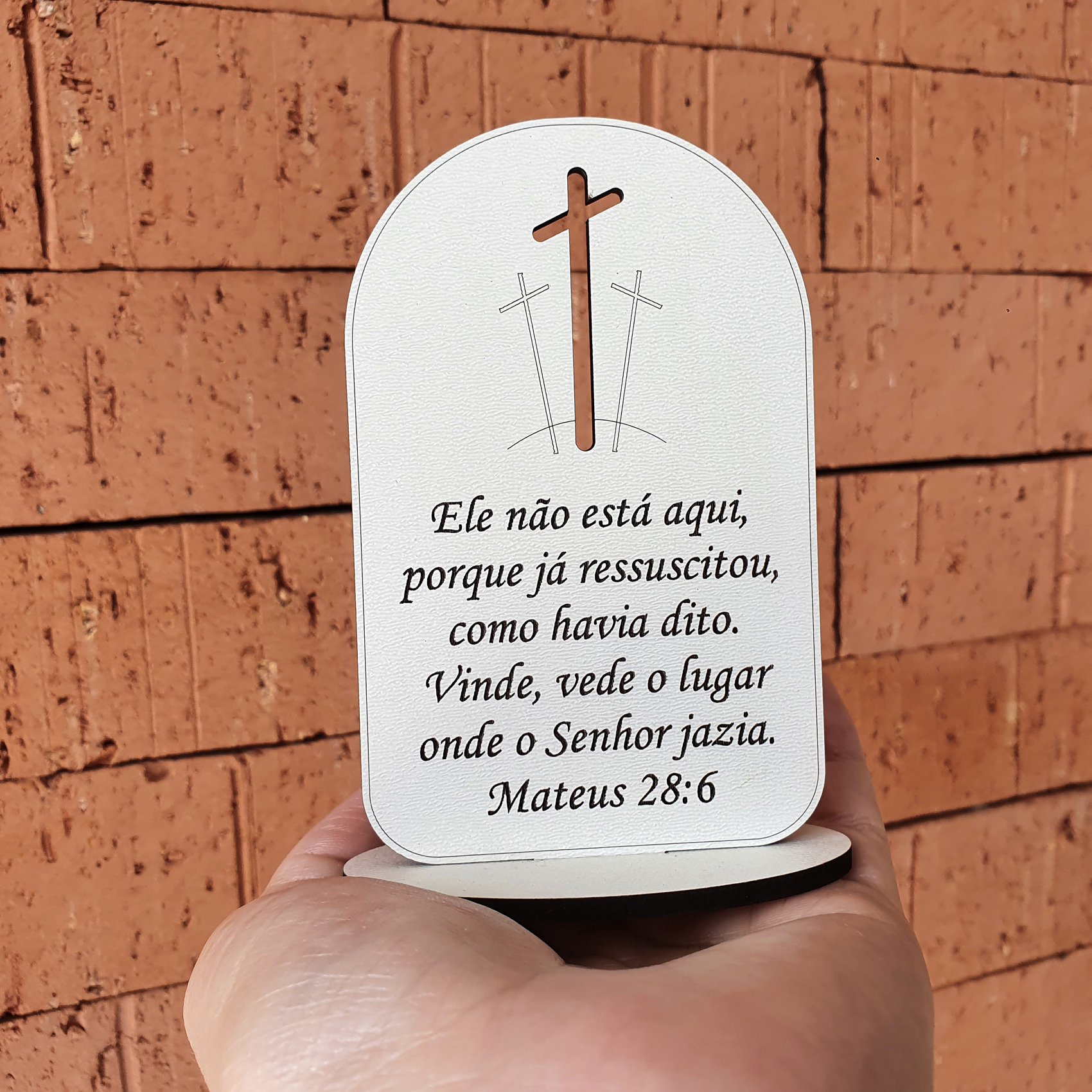 Lembrança Páscoa Cristã Placa Ele Vive Mateus 28.6 10 cm MDF - Laser ...