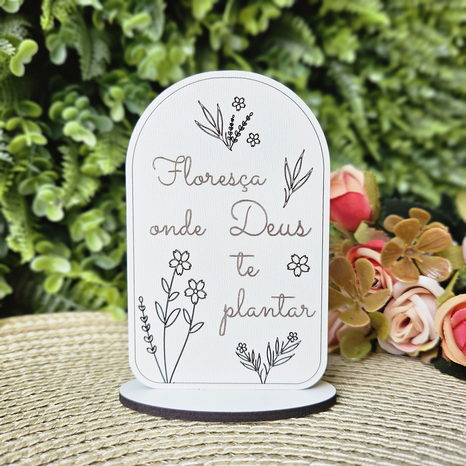 Lembrança Placa Floresça onde Deus te plantar 10 cm MDF - Laser Decor ...