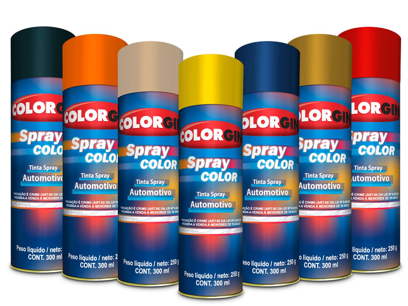 Colorgin Spray Color Preto Fosco Vinílico (300ml) - D-Tintas
