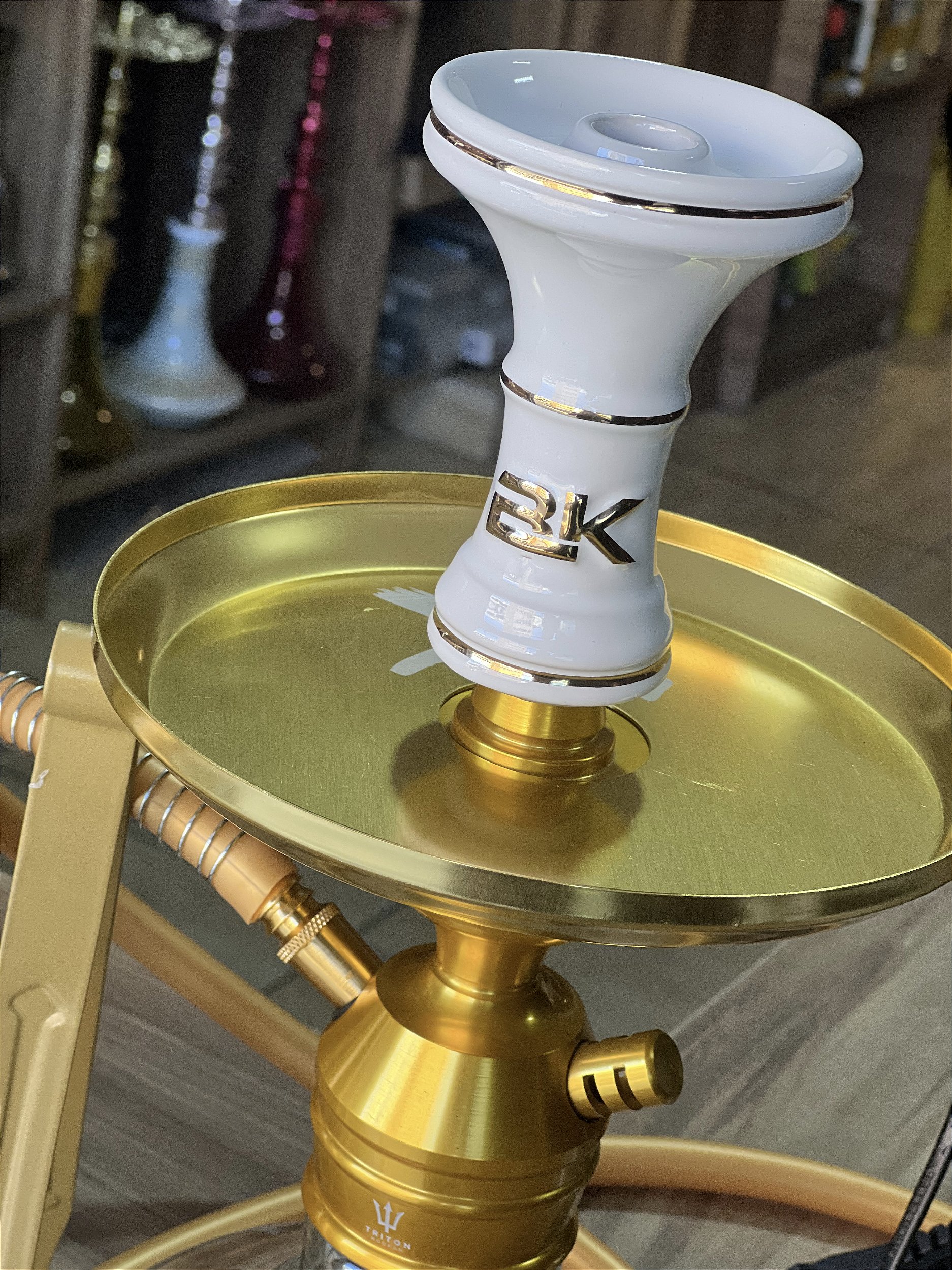 KIT NARGUILE TRITON ZIP COMPLETO - DOURADO - Tabacaria Premium