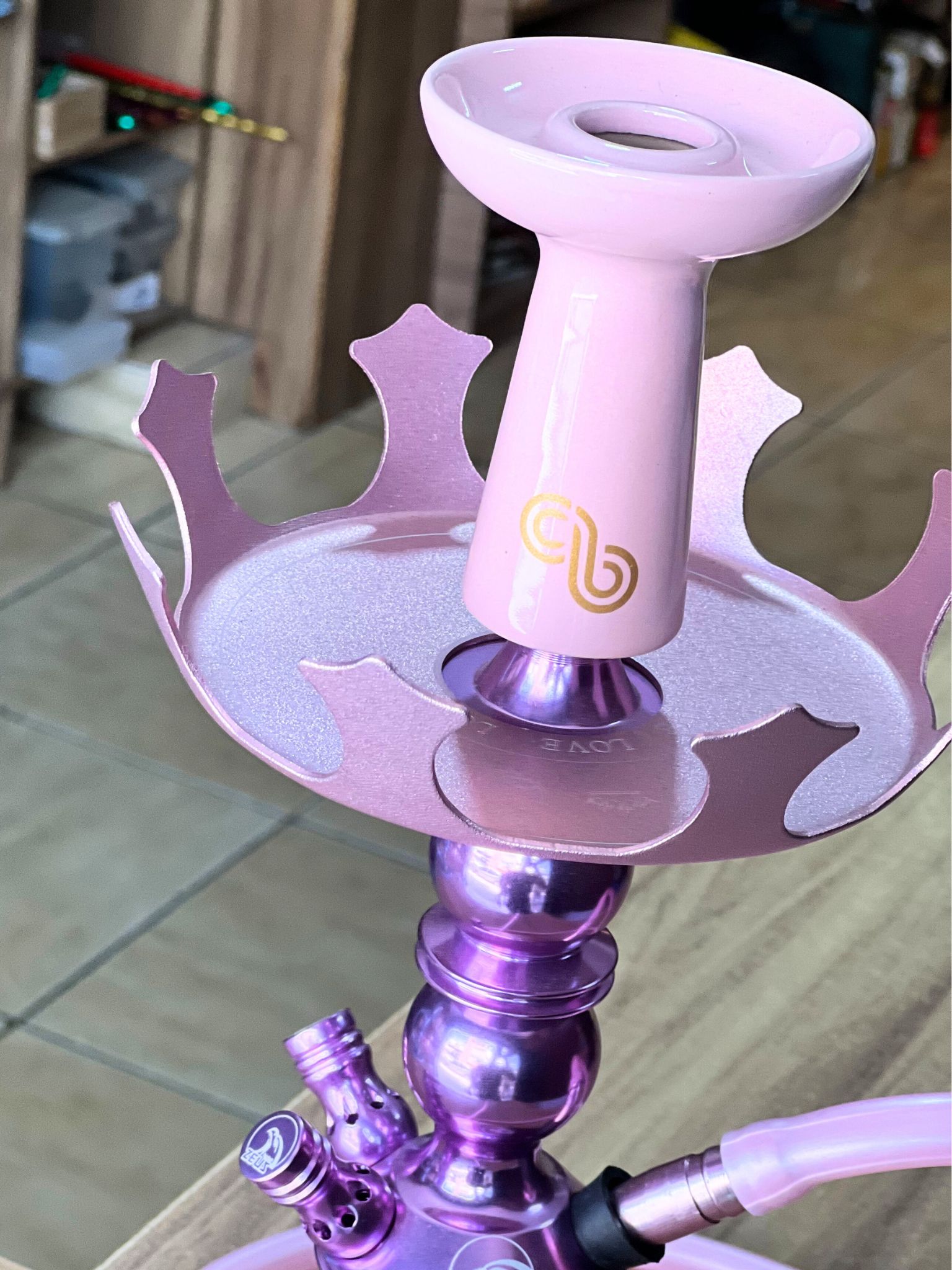 KIT NARGUILE COMPLETO ZEUS SINGLE - ROSÊ METALIZADO - Tabacaria Premium