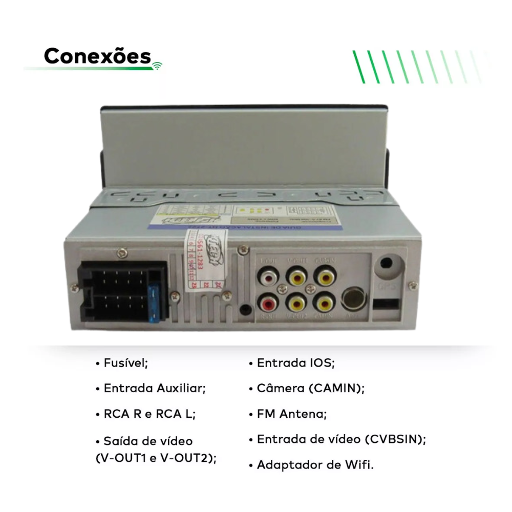 Central Multimídia Universal Mp5 Bt 1 Din 7 Espelha Dvd Com camera e conversor de Voltagem ...