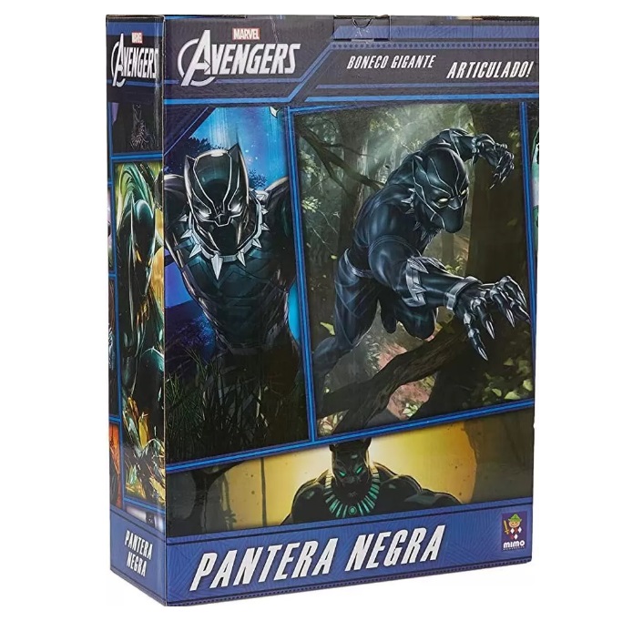 Boneco Gigante Marvel Pantera Negra Comics 554 - Mimo - Happily Brinquedos