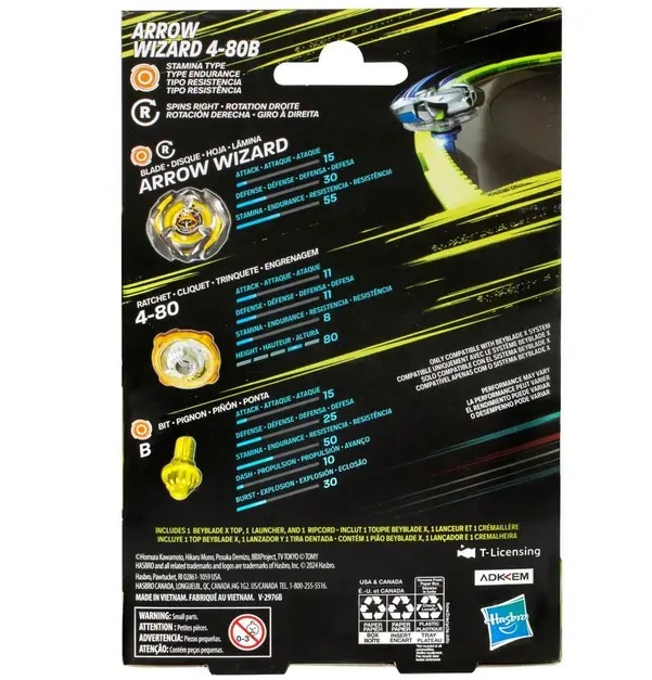 Beyblade X Pião e Lançador Arrow Wizard F9582 - Habro - Happily Brinquedos