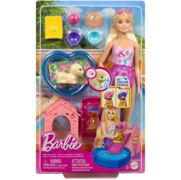 Barbie Family Festa na Piscina com Cachorrinho JBF35 - Mattel - Happily ...