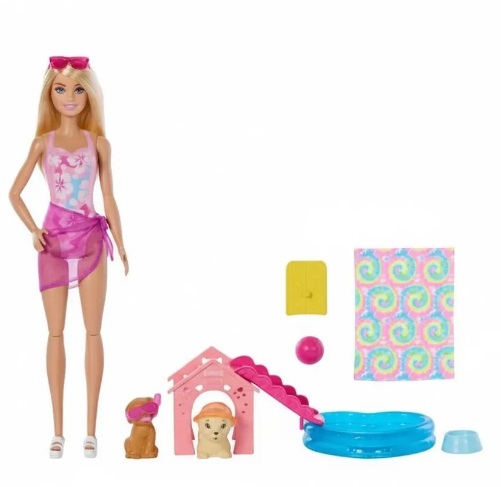 Barbie Family Festa na Piscina com Cachorrinho JBF35 - Mattel - Happily ...