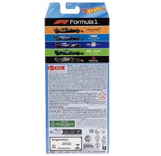 Hot Wheels Pack com 5 Fórmula 1 JGF58 - Mattel - Happily Brinquedos