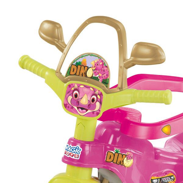 Tico-Tico Dino Pink com Haste - Magic Toys - Happily Brinquedos