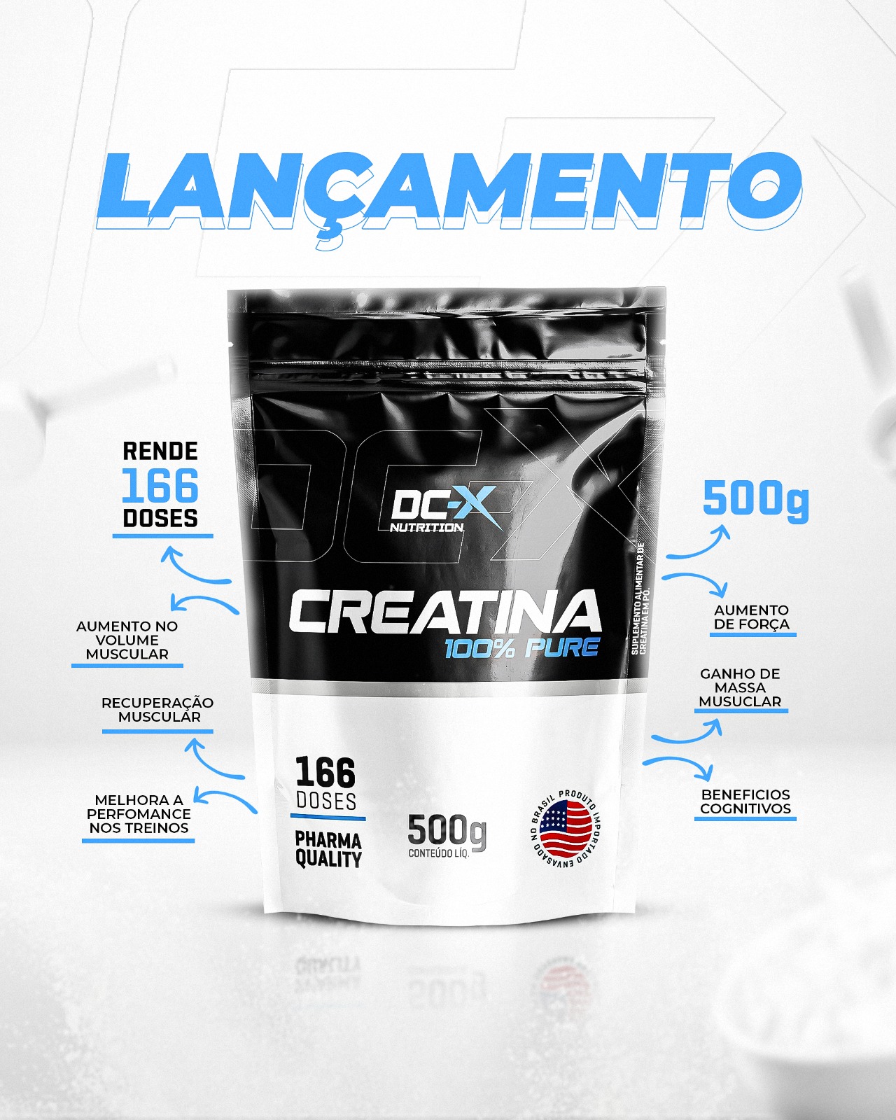Creatina 100% Pura (500g - Sachê) - DCX NUTRITION - DCX Nutrition ...