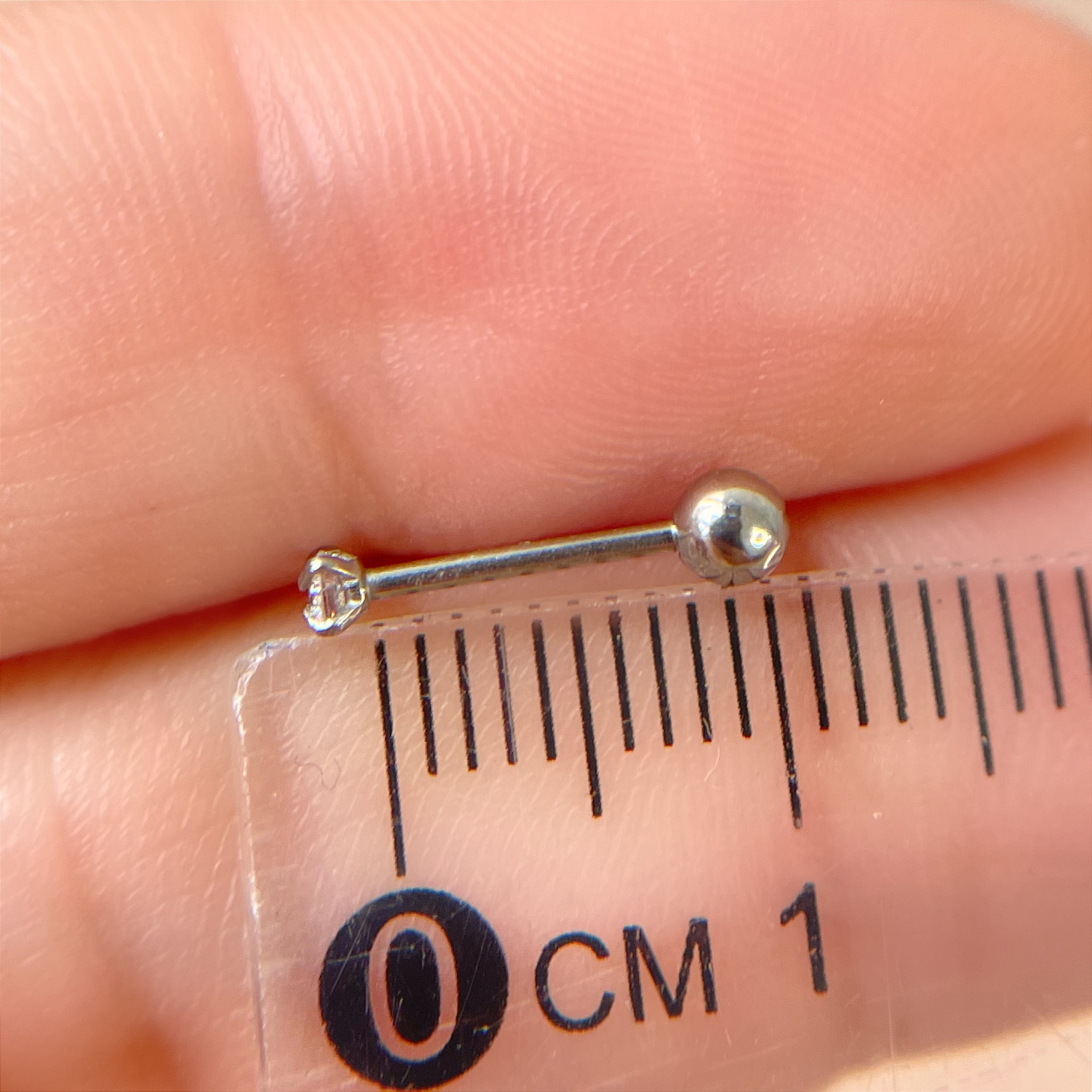 PIERCING TRÁGUS NANO ZIRCÔNIA HASTE FINA AÇO 316L 8MM FOLHEADO A RÓDIO ...