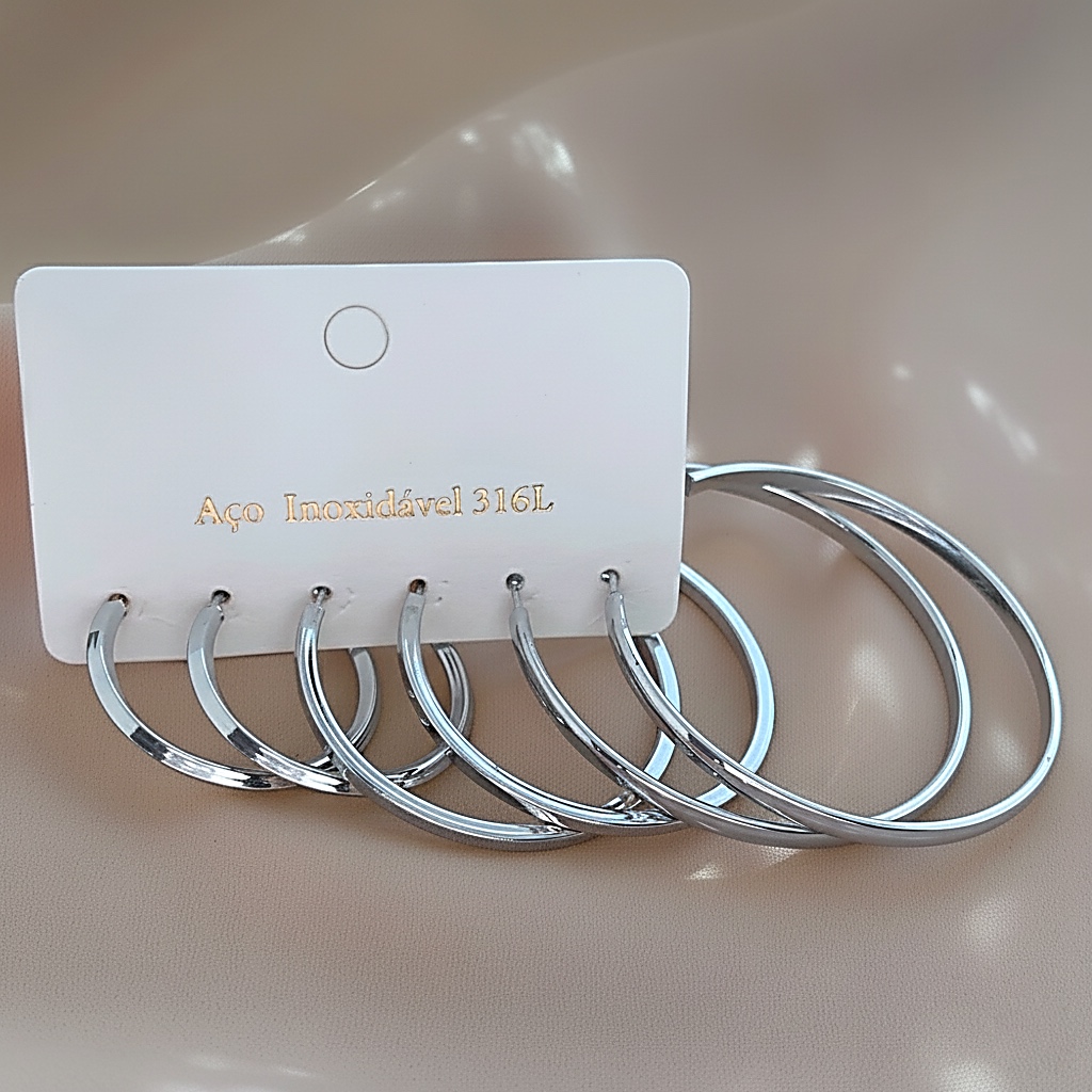 BRINCO KIT ARGOLAS DIVERSAS FIO BOLEADO AÇO 316L⭐️ - Mania de Biju ...
