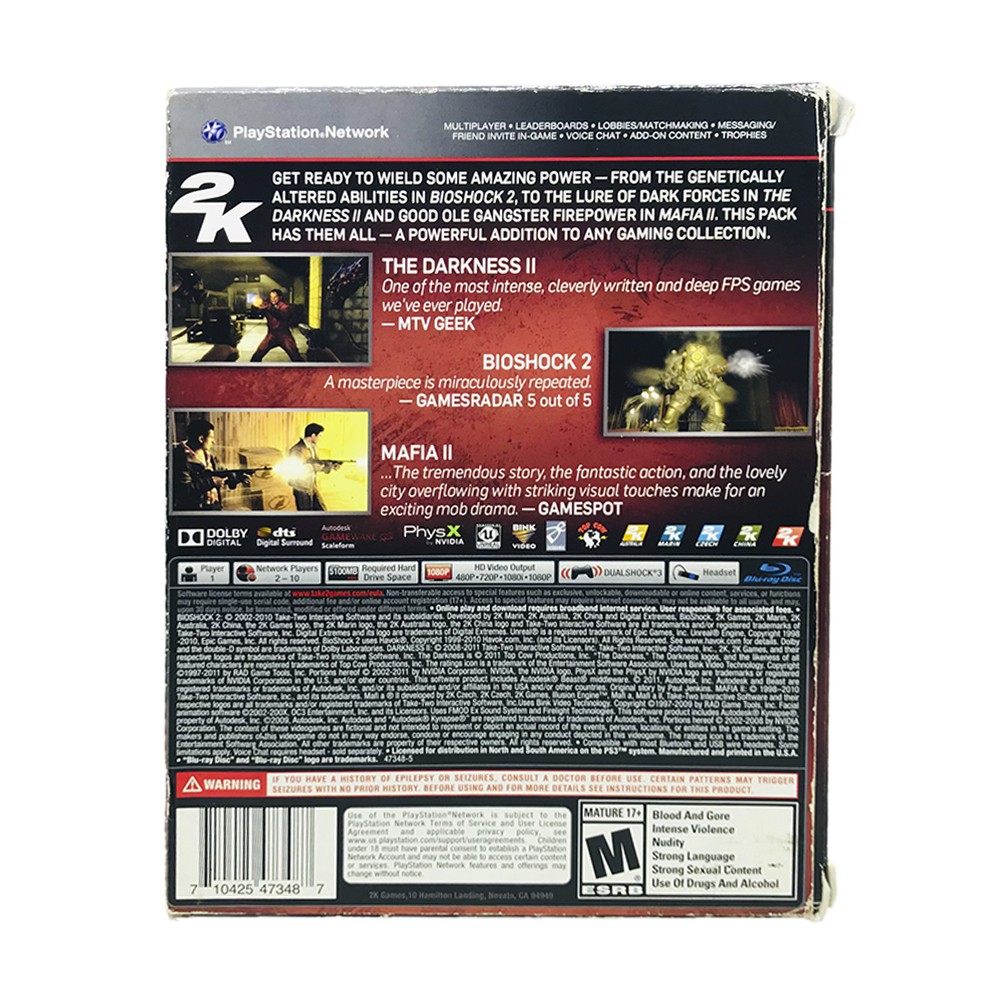 Jogos 2K Power Pack: Mafia II + Bioshock 2 + The Darkness 2 - PS3 ...