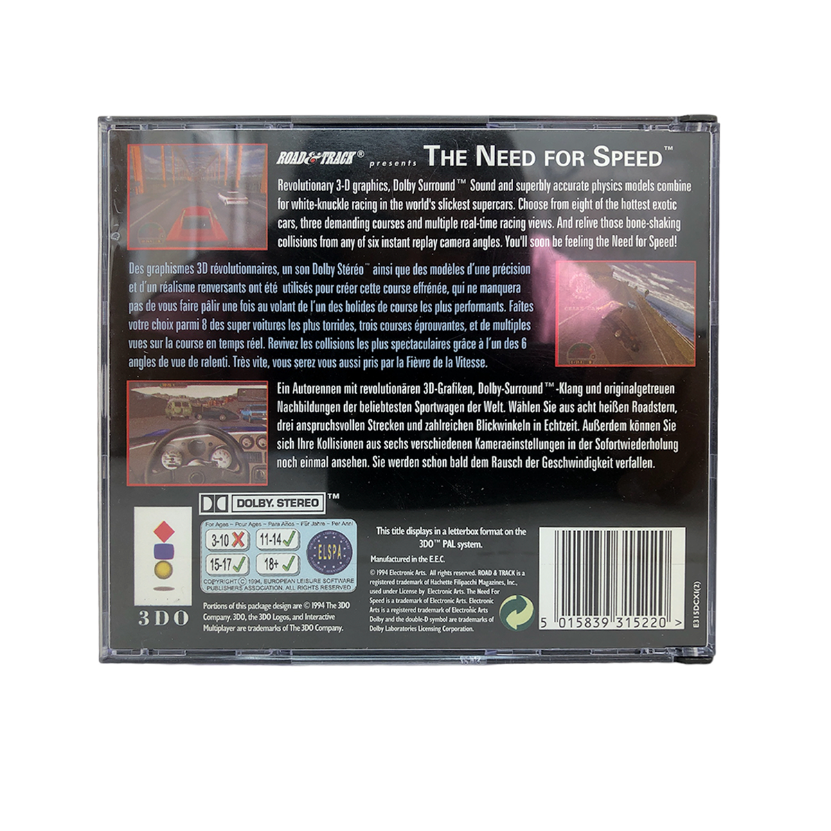 Jogo Road & Track Presents: The Need for Speed - 3DO - MeuGameUsado