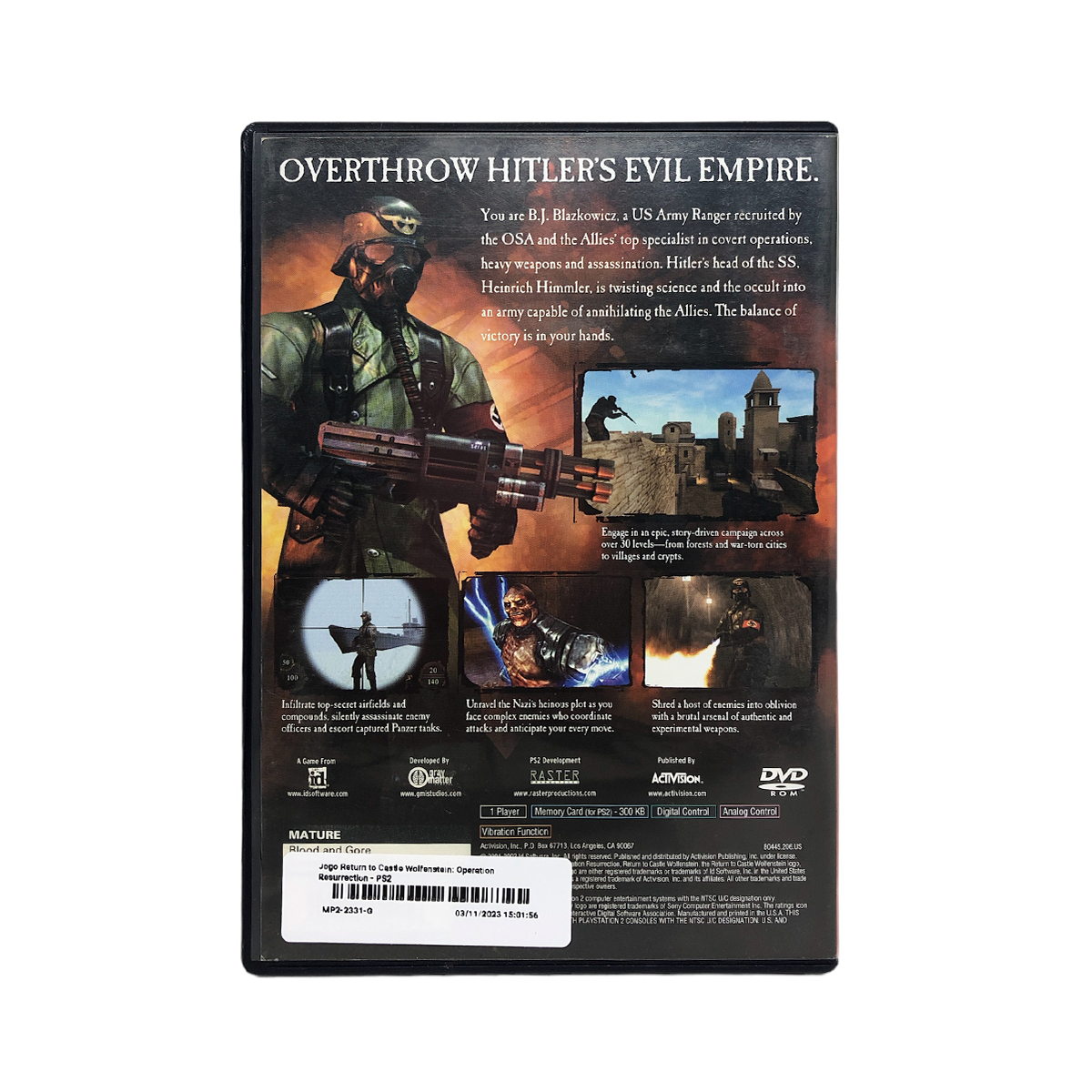 Jogo Return to Castle Wolfenstein: Operation Resurrection - PS2 ...