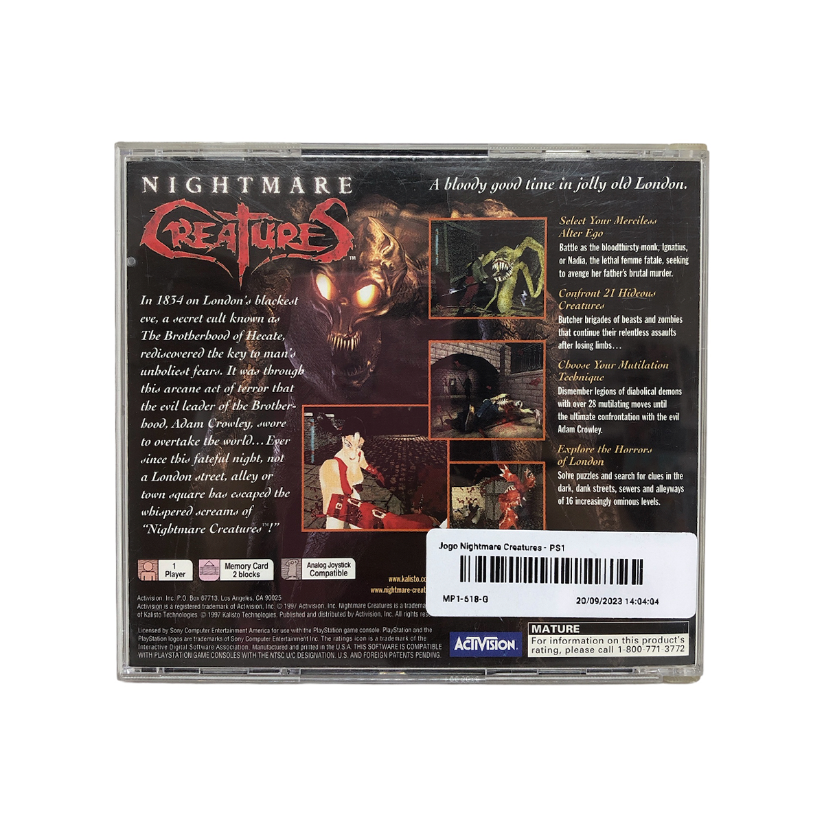 Jogo Nightmare Creatures - PS1 - MeuGameUsado