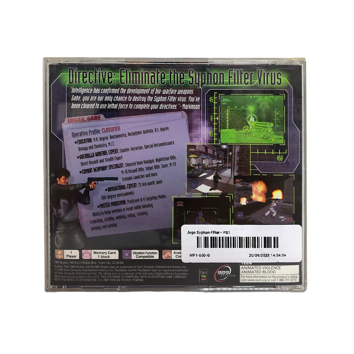 Jogo Syphon Filter - PS1 - MeuGameUsado