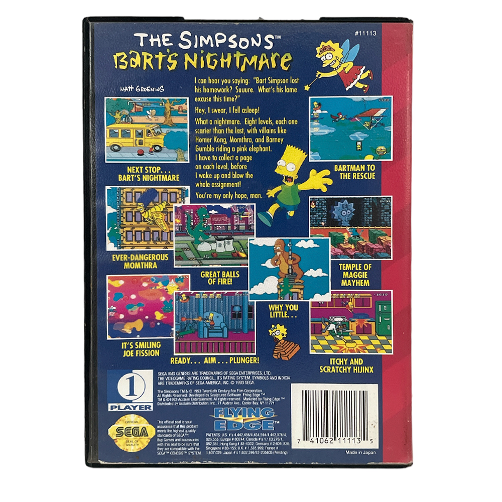 Jogo The Simpsons: Bart's Nightmare - Mega Drive - MeuGameUsado