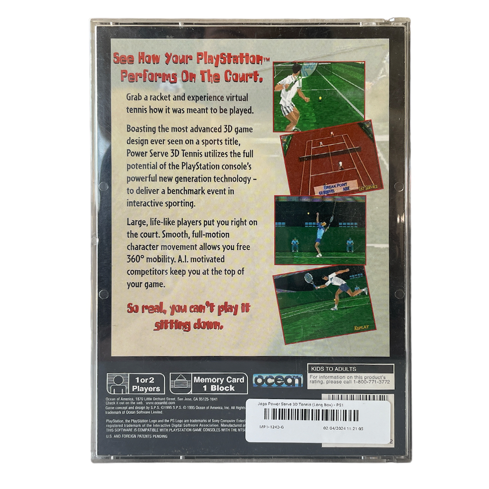 Jogo Power Serve 3D Tennis - PS1 (Long Box) - MeuGameUsado