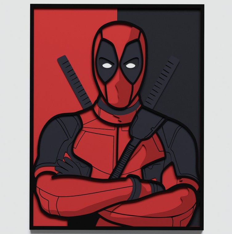 DEADPOOL WALL ART MULTICAMADAS - Toca das Mandalas Decoração