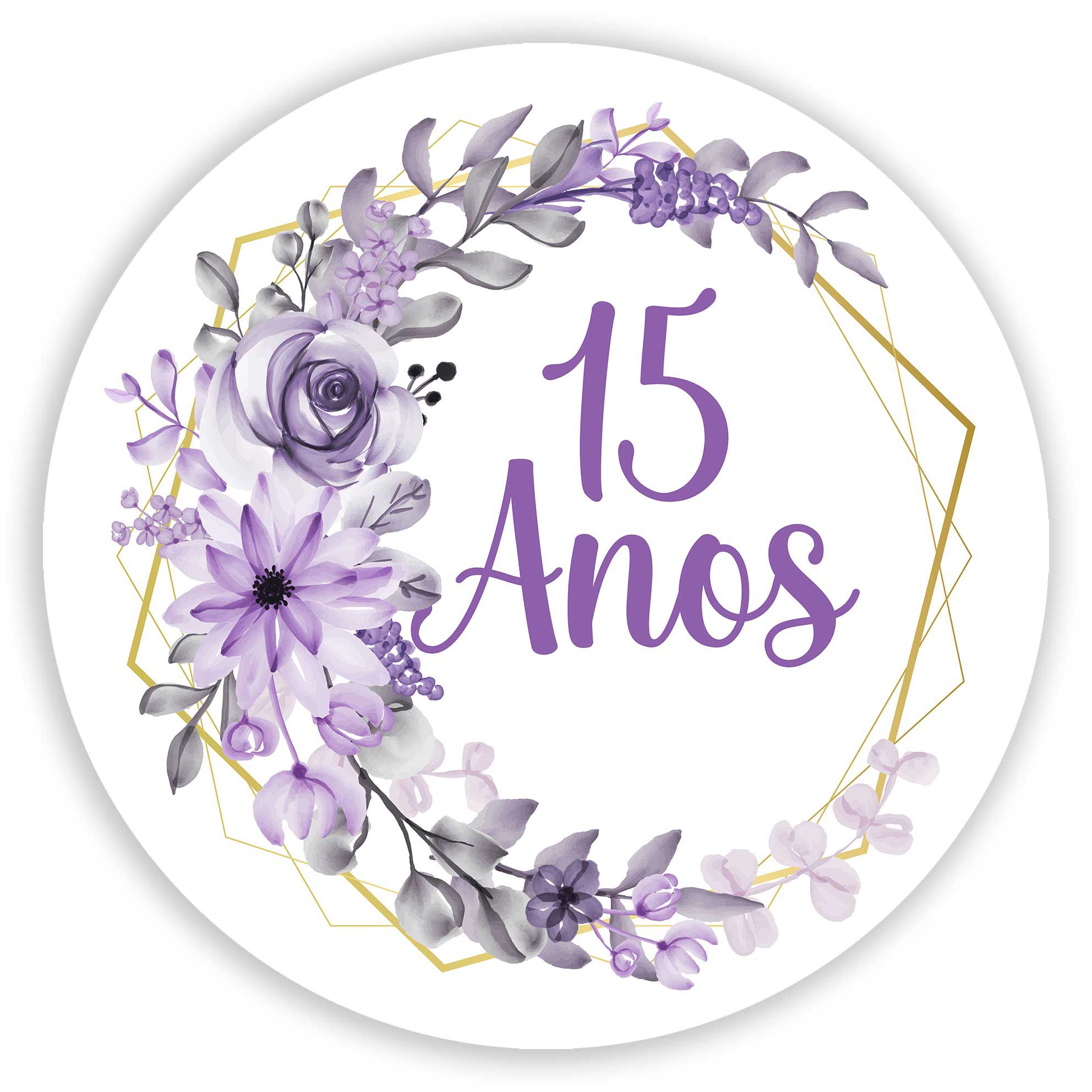 Painel Redondo - 15 Anos Lilás - Sublimado 3D - Sublitex, painéis sublimados